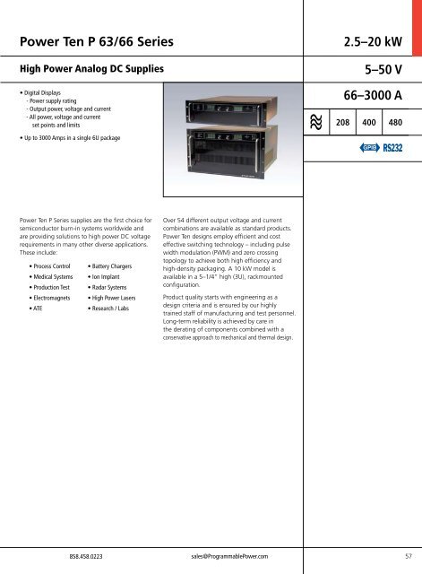 P Series Power Supply Datasheet - Westek