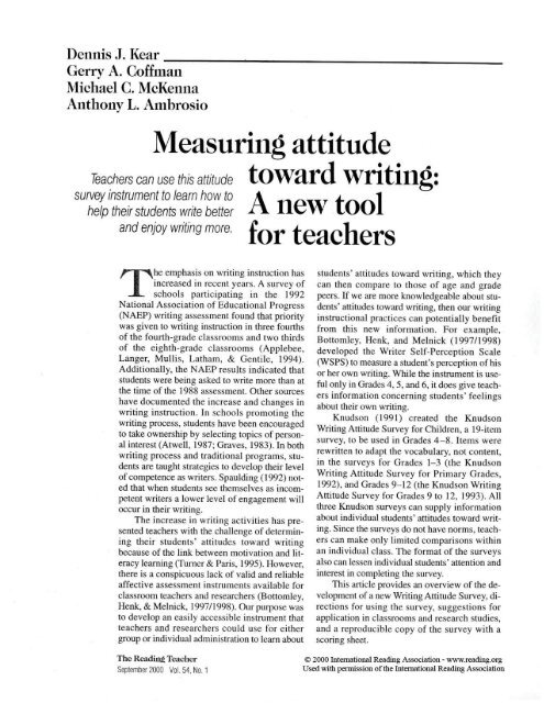 Reading Attitude Survey