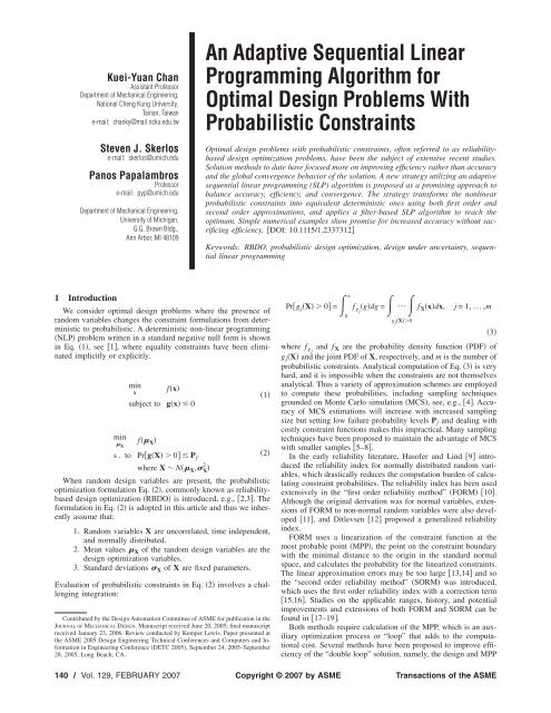 An Adaptive Sequential Linear Programming Algorithm For Optimal