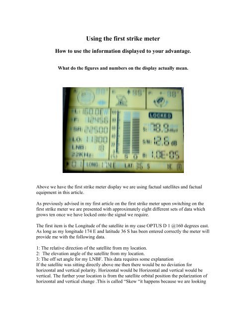 Using the FS1 Satellite Signal Meter - First Strike Meters