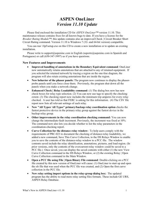 OneLiner V11.10 - Aspen
