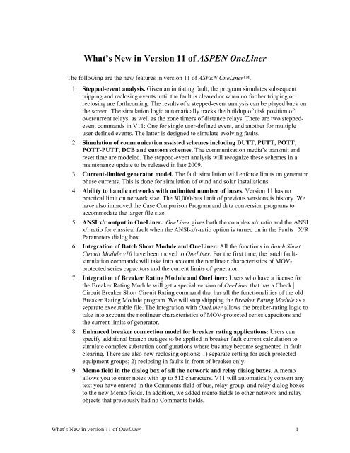 What's New in Version 11 of ASPEN OneLiner
