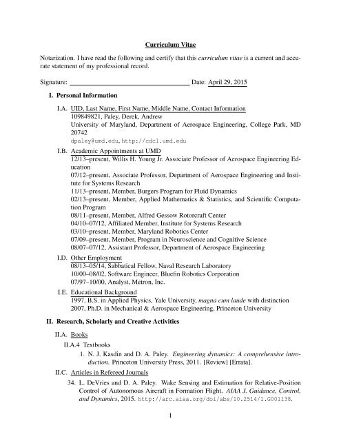 Curriculum vitae - Collective Dynamics and Control Laboratory