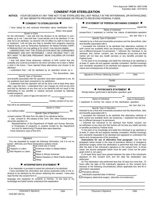 Consent for Sterilization (English) - Mercy Care Plan