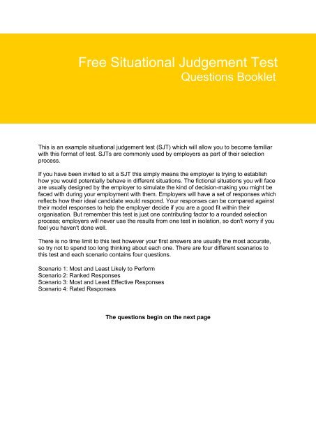 Situational Judgement Questions PDF - Aptitude Test