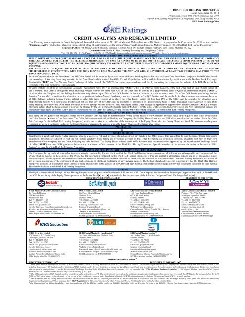 CREDIT ANALYSIS AND RESEARCH LIMITED - Money Control