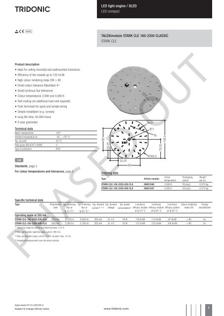 LED light engine / OLED LED compact Umodule STARK ... - Tridonic