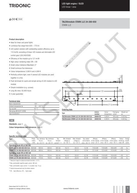 LED light engine / OLED LED linear / area Umodule ... - Tridonic