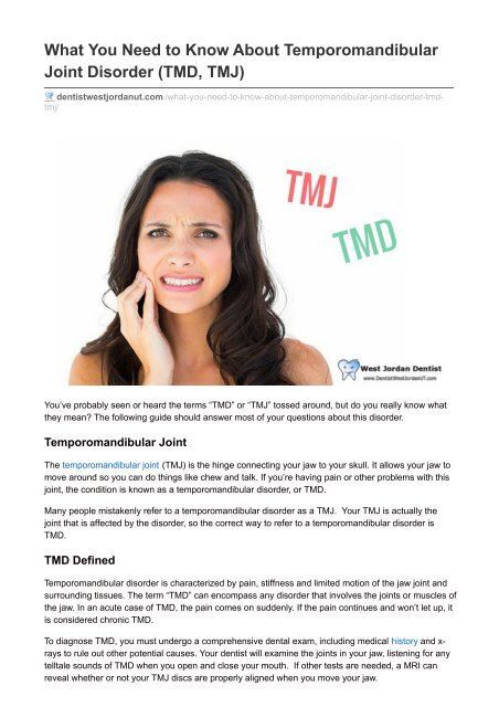 What You Need to Know About Temporomandibular Joint Disorder (TMD, TMJ)