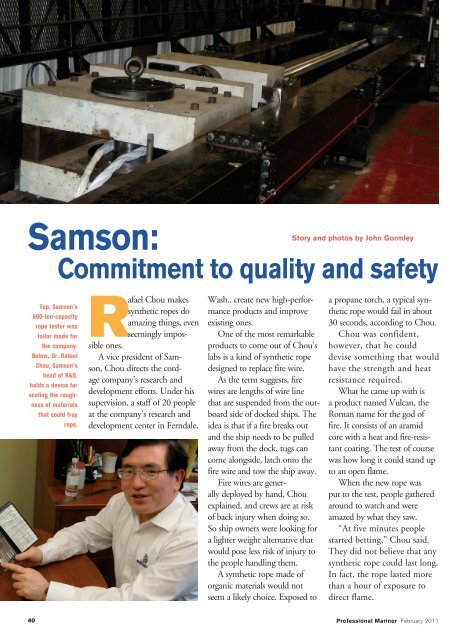 Commitment to Quality and Safety - Samson Rope