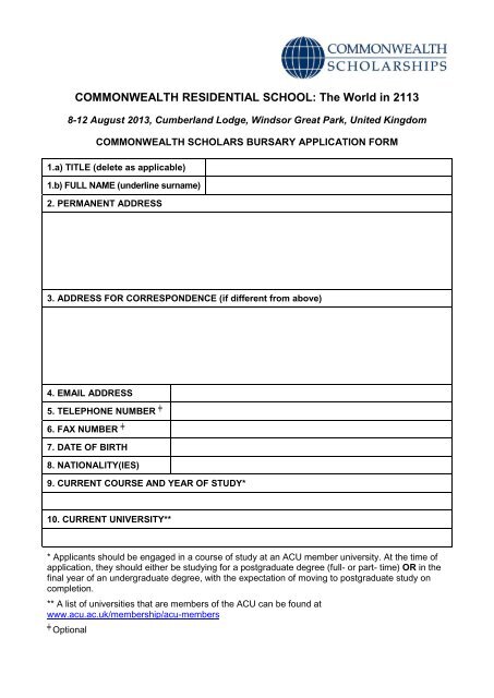 Commonwealth Scholarship 2023 Application Form - Printable Forms Free ...