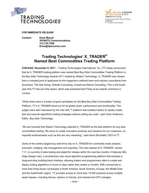 X_TRADER Named Best Commodities Trading Platform