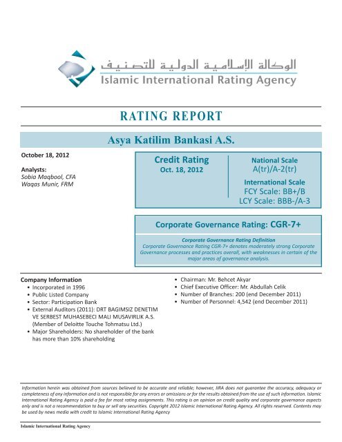 RATING REPORT - Islamic International Rating Agency