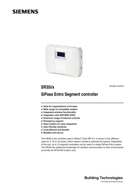 Siemens SR35i Access control controllers product datasheet