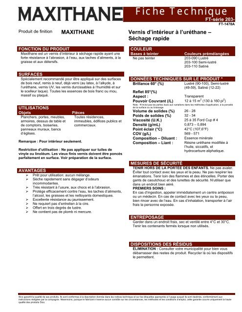 TÃ©lÃ©charger la fiche technique - Crystalex & Maxithane