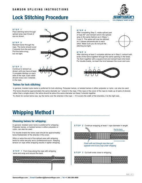Lock Stitching Procedure Whipping Method I - Samson Rope