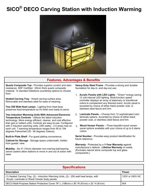 SICO DECO Carving Station with Induction Warming - Sico Inc.