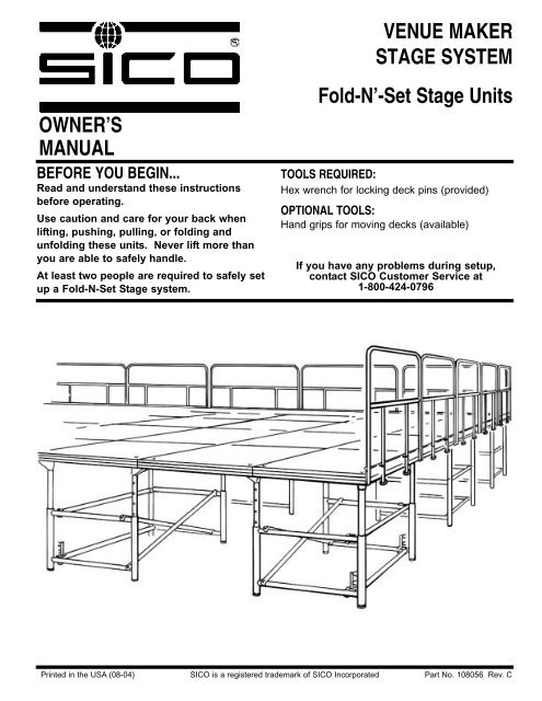 VENUE MAKER STAGE SYSTEM Fold-N'-Set Stage Units ... - Sico Inc.