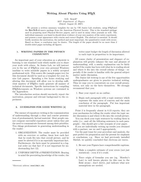 Writing About Physics Using LATEX