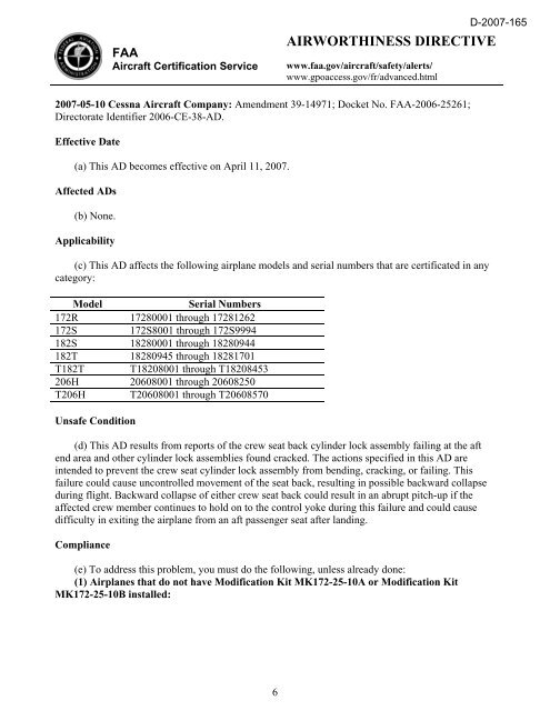 AIRWORTHINESS DIRECTIVE