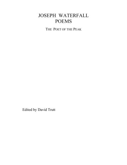 JOSEPH WATERFALL POEMS - Haddon Hall