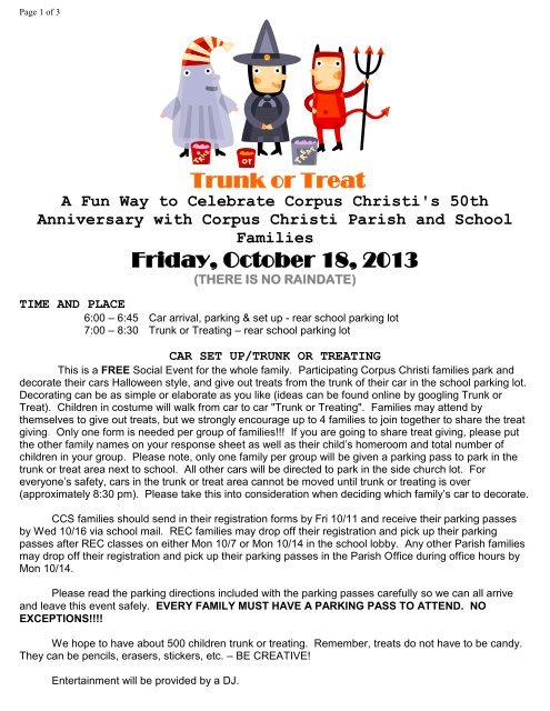 Trunk or Treat Flyer and Registration form 2013