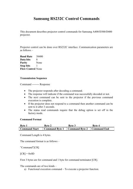 Samsung RS232C Control Commands