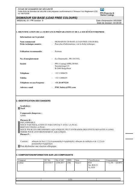 SIGMADUR 520 BASE (LEAD FREE COLOURS) - SigmaTech