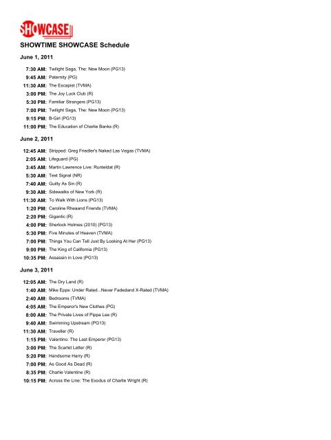 SHOWTIME SHOWCASE Schedule - Smithsonian Channel