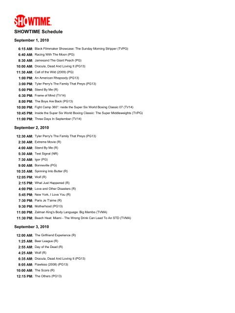 SHOWTIME Schedule - Smithsonian Channel