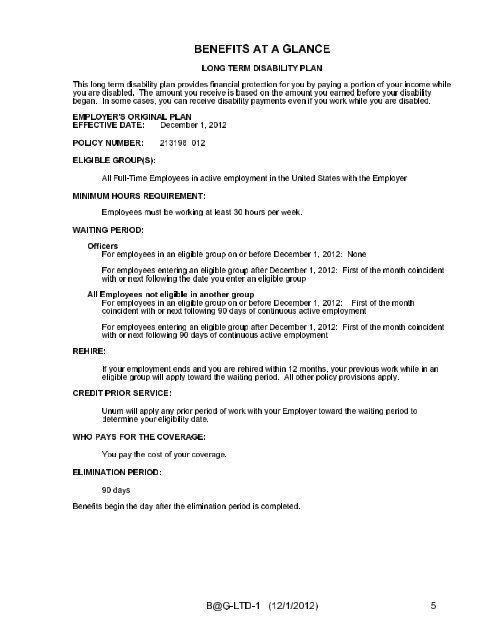 BENEFITS AT A GLANCE