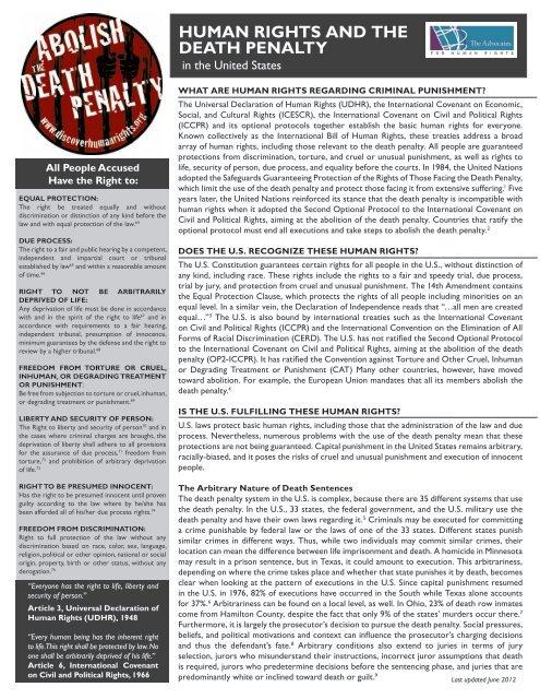 Death Penalty in the U.S. Fact Sheet - Discover Human Rights