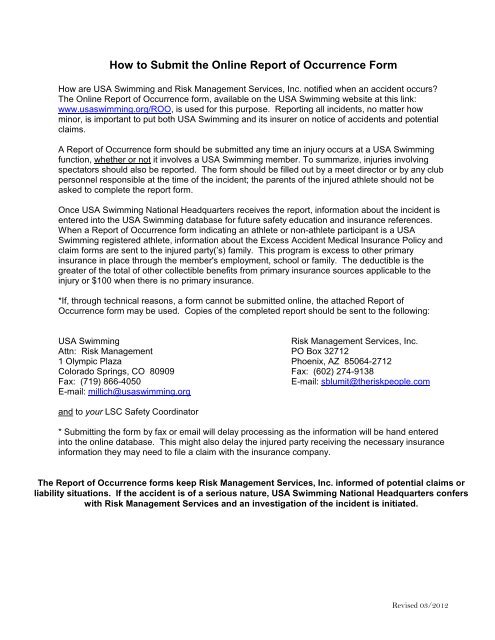 How to Submit the Online Report of Occurrence Form