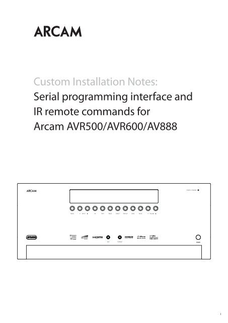 Controlling the AVR500/AVR600/AV888 via RS232 - Arcam