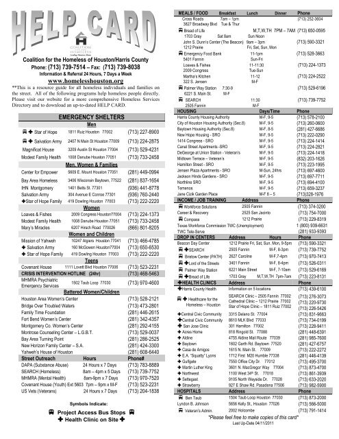 This Street Card is designed to give useful ... - City of Houston