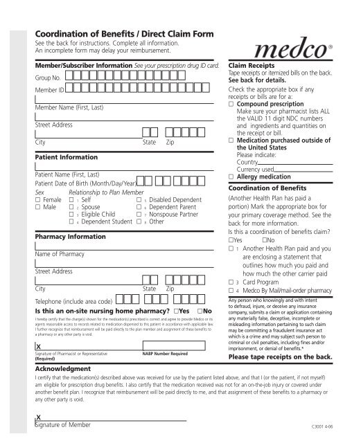 (Medco) Claim Form