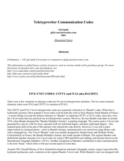Teletypewriter Communication Codes - Baudot.net