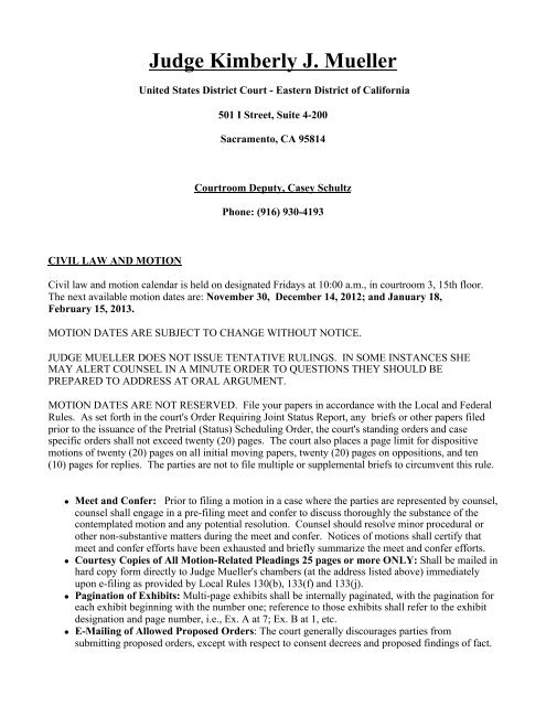Judge Kimberly J. Mueller - Eastern District of California