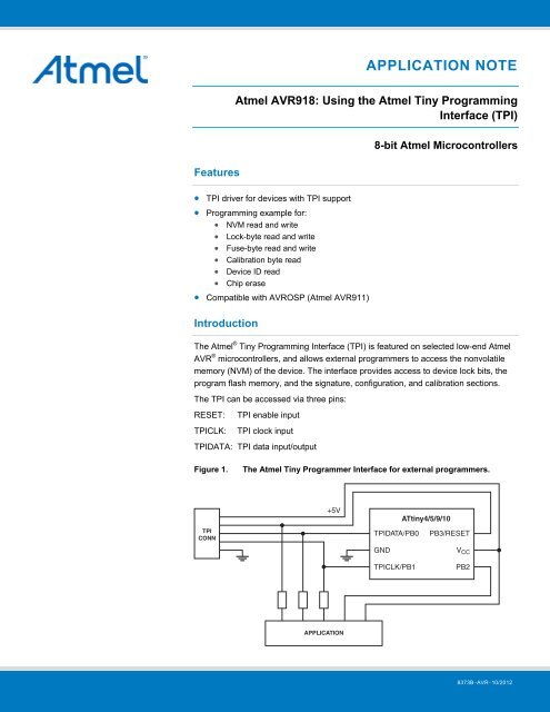 Using the Atmel Tiny Programming Interface (TPI) - Atmel Corporation