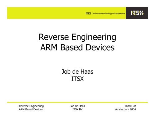 Reverse Engineering ARM Based Devices - Black Hat