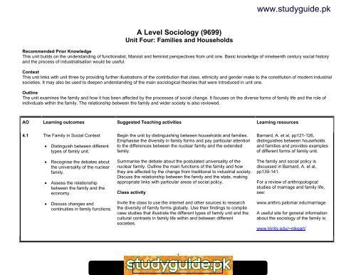 A Level Sociology 9699 - StudyGuide.PK