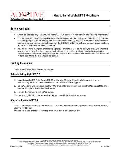 How to Install AlphaNET 3.0 Software - Adaptive Micro Systems