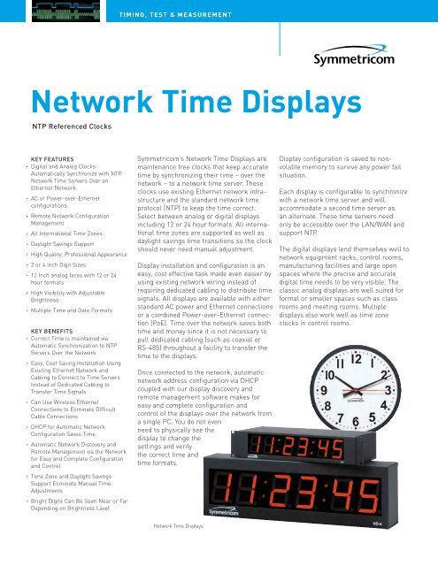 Symmetricom Network Time Displays