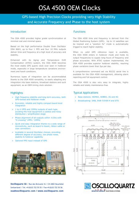 Product Datasheet - Oscilloquartz SA