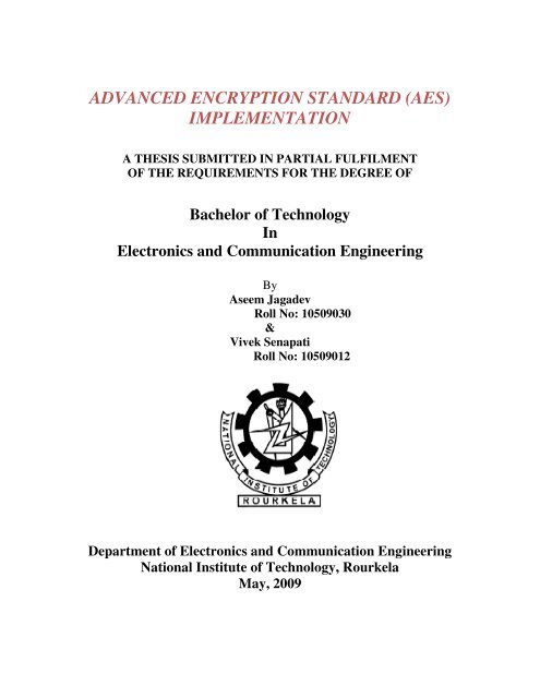 ADVANCED ENCRYPTION STANDARD (AES) IMPLEMENTATION