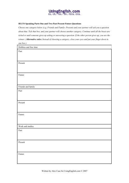 IELTS Speaking Parts 1 & 2 - Usingenglish.com