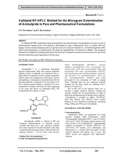 Validated RP-HPLC Method for the Microgram Determination of ...