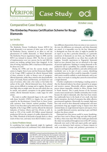 The Kimberley Process for Diamonds - Partnership Africa Canada