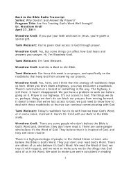 Back to the Bible Daily Program Transcript