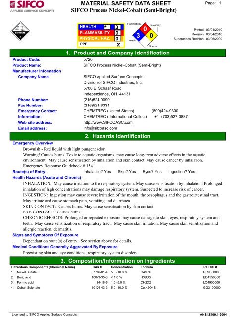 SIFCO Process Nickel-Cobalt (Semi-Bright) MATERIAL ... - Categories
